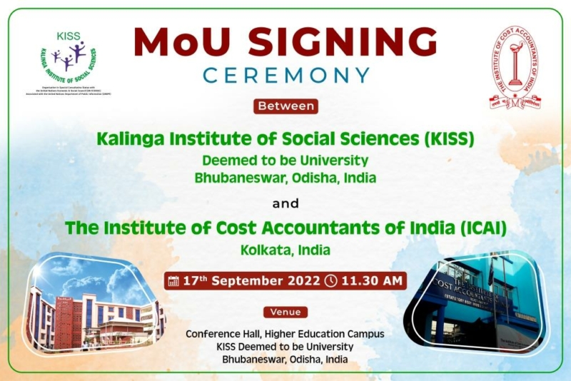 KISS-DU Signs MoU with ICAI, Kolkata - KISS Deemed to be University